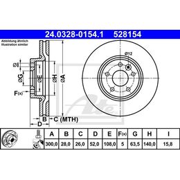 ATE ik3ebymwt1 Vorderachse bel&uuml;ftet 300mm 28mm f&uuml;r FORD VOLVO LAND ROVER