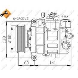 NRF Kompressor, Klimaanlage EASY FIT 12V für VW SEAT AUDI 8E0260805AT 8K0260805E 4E0260805AD 32263