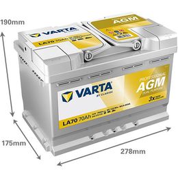 Varta Starterbatterie PROFESSIONAL DUAL PURPOSE AGM 12 V, 70 Ah, 760 A 12V 70Ah 760A 840070076K312