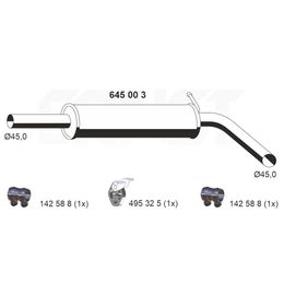 Ernst Mittelschalld&auml;mpfer 645003 f&uuml;r SKODA VAG 6Q0253209T 6Q6253025CD 6Q0253209