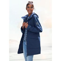 ELBSAND Regenjacke blau Gr. M (38) für Damen. Mit Badge, Logodruck. Gerade