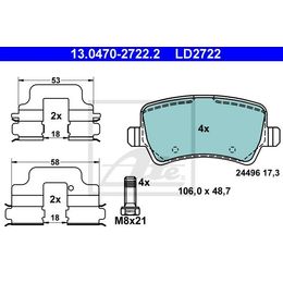 ATE Bremsensatz-Hinterachse Standard Disc / Ceramic Bremsensatz, Scheibenbremse hinten rechts links voll 302mm f&uuml;r LAND ROVER FORD VOLVO 6G91-2A315-BA