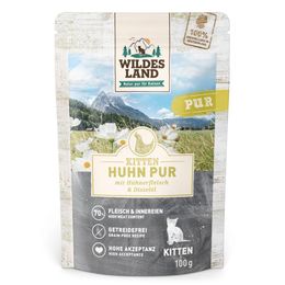 12x100 g Wildes Land Kitten Huhn PUR mit Distelöl