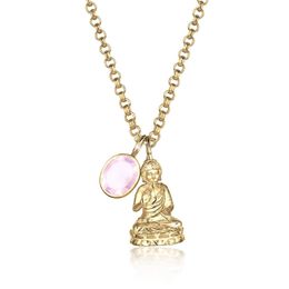Elli Halsketten - Halskette Elli PREMIUM Halskette Buddha Rosenquarz - Gr. unisize - in Rosa - f&uuml;r Damen