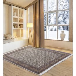 Orientteppich my home "BH Oriantal", braun (cream braun), B:40cm H:12mm L:60cm, Schurwolle, Teppiche, reine Wolle, handgeknüpft, orientalisches Design, mit Fransen