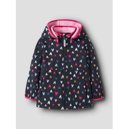 Softshelljacke name it "NMFMALTA05 SOFTSHELL JACKET AOP FO", Mädchen, Gr. 110, schwarz sapphire aop:hearts, Web, Obermaterial: 94% Polyester, 6% Elasthan, bedruckt, regular fit normal, Jacken