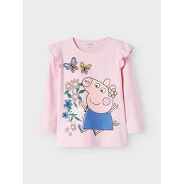 Langarmshirt name it "NMFANNA PEPPA LS TOP BOX CPLG", Mädchen, Gr. 92, sweet dreams, Jersey, Obermaterial: 95% Baumwolle, 5% Elasthan, bedruckt, regular fit, Rundhals, Shirts