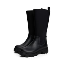 Tommy Hilfiger Damen Gummistiefel "FLAG LONG RAINBOOT WARM LINING", Gr. 37schwarz, Gummi, Textil, Schuhe, Blockabsatz, Langschaftstiefel mit