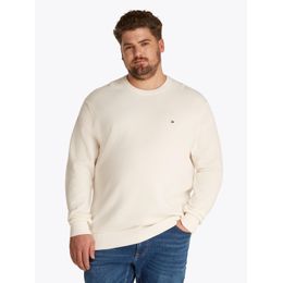 Tommy Hilfiger Big & Tall Rundhalspullover "BT-ESSENTIAL STRUCTURE CREW NECK", Herren, Gr. 4XL, weiß (ivory petal), Strick, Obermaterial: 100% Baumwolle, TOMMY HILFIGER BIG & TALL, regular fit normal, Rundhals, eingesetzt Rippbündchen, Pullover, Große Größen