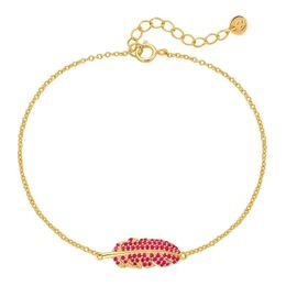 Glanzstücke München GLANZSTÜCKE MÜNCHEN Gliederarmband »AV284« mit Zirkonia gelbgold + rot none Damen-Armband mit Feder