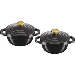Tefal Topf-Set »Air« Aluminiumguss Set, 4 Stk. tlg. 2-tlg., 11 cm, Keramikversiegelung, Kondensationsdeckel, backofenfest schwarz