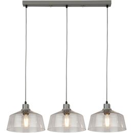 Searchlight Hängeleuchte »x Odeon 3Lt Bar Pendant - Grey Metal & Glass« E27 1 Stk. Grau und Klar