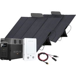 EcoFlow Solaranlage &raquo;Delta Pro Powerstation 3, 6kWh 2 x 400W Solarpanel&laquo; mit Smart Home Panel, Plug and play schwarz 4-seitig aufgebaut