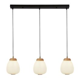 Searchlight Hängeleuchte »Ella 3Lt Pendant - Black Metal & Opal Ribbed Glass« E14 1 Stk. Schwarz, Weiß und Klar