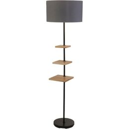 Searchlight Stehlampe »x Norfolk Shelf Floor Lamp« E27 1 Stk. Helles Holz, Weiß, Grau und Schwarz