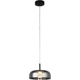 Searchlight H&auml;ngeleuchte &raquo;Frisbee Pendant - Black Metal & Smoked Glass&laquo; LED-Modul 1 Stk. Warmwei&szlig; Schwarz