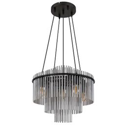 Globo LIGHTING Pendelleuchte »GORLEY« E27 1 Stk. Design Glasstäbe, Deckenlampe, Wohnzimmer, Esszimmer, Hängelampe schwarz matt
