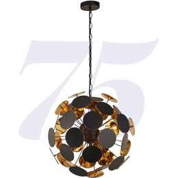 Searchlight Hängeleuchte »Discus 4Lt Pendant - Black Metal, Black & Gold PC Discs« E14 1 Stk. Schwarz und Gold