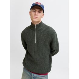 Jack & Jones JACK & JONES Troyer »JORBLEECKER KNIT HALF ZIP BF« Forest River Detail:Black S S Pullover von Jack & Jones