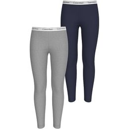 Calvin Klein Underwear Leggings &raquo;2PK LEGGING&laquo; f&uuml;r Kinder bis 16 Jahre, mit Elastik-Logobund grau-marine 164/170 - N-Gr N-Gr 164/170 2er Packung...