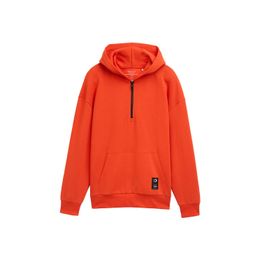 Tom Tailor Denim Herren Relaxed Fit Hoodie Sweatshirt mit Reißverschluss, orange, Uni, Gr. S