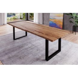 Baumkantentisch 260x100cm Naturbelassen Schwarz LONDON