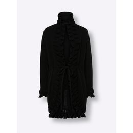 Heine Witt Damen Strickjacke mit Volants, schwarz, Gr&ouml;&szlig;e 48