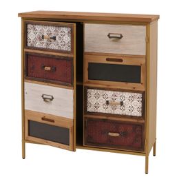Mendler Apothekerkommode HWC-O79, Schrank Highboard Stauf&auml;cher, Vintage Shabby-Look 94x80x35cm, rot/blau ~ V 139303