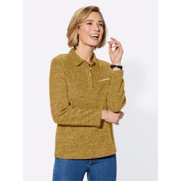 WITT Damen Poloshirt in Melange-Optik, ocker-meliert, Gr&ouml;&szlig;e 42
