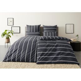 Wendebettwäsche OTTO HOME "MIETTE", grau (anthrazit), B/L: 155cm x 220cm, 1 Stk., 1 Stk., Renforcé, B/L: 80cm x 80cm, 2, Renforcé, Obermaterial: 100% Baumwolle, Bettwäsche, mit modernen Streifen, Bettwäsche ab Gr. 135x200 cm erhältlich