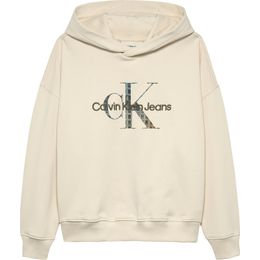 Kapuzensweatshirt Calvin Klein Jeans "EMBRO LOGO HOODIE", Jungen, Gr. 12 (152), grau (weißcap gray), Sweatware, Obermaterial: 100% Baumwolle, unifarben, regular fit hüftbedeckend, Bündchen, Sweatshirts, für Kinder bis 16 Jahre