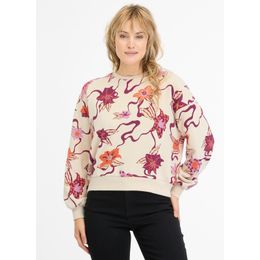 Sweatshirt Ragwear "WUSS PRINT", Damen, Gr. XL (42), beige (ecru), Sweatware, Obermaterial: 70% Baumwolle, 30% Polyester, bedruckt, hüftlang, Rundhals, Sweatshirts