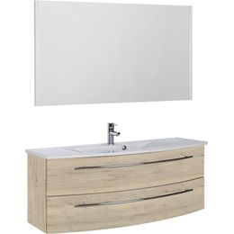 Badmöbel-Set SAPHIR "3040", weiß (eiche struktur weiß, eiche struktur weiß), B:120cm, Kastenmöbel-Sets, Breite 120 cm