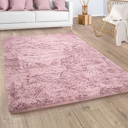 Hochflor-Teppich Paco Home "Silky 591", rosa, B:60cm H:37mm L:100cm, Polyester, Teppiche, Uni-Farben, besonders weich und kuschelig