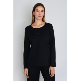 JOOP! Langarmshirt JOOP "Cosy", Damen, Gr. 38, schwarz, Jersey, Obermaterial: 95% Baumwolle, 5% Elasthan, unifarben, loose fit hüftlang, Rundhals, Shirts, mit Rundhalsausschnitt