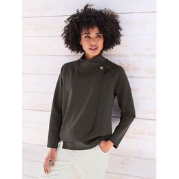 Sweatshirt Heine, Damen, Gr. 34, grau (graphit), 50% Modal, 44% Polyester, 6% Elasthan, unifarben, Rundhals, Sweatshirts