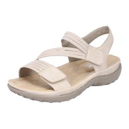 Riemchensandale Rieker, Damen, Gr. 36, beige, Nubuklederimitat, Schuhe, Sommerschuh, Sandalette, Keilabsatz, mit Gummizügen