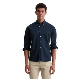 Marc O'Polo Langarmhemd MARC O'POLO "aus Bio-Baumwolle", Herren, Gr. M, Normalgrößen, blau (schwarz navy), Obermaterial: 100% Baumwolle, unifarben, regular fit normal, Doppelmanschette, Hemden