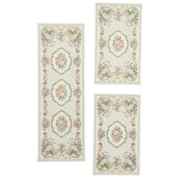 Bettumrandung Theko "Flomi Floral" Gr. 14, beige, H:3mm, Obermaterial: 63% Polyester, 33% Polypropylen, 4% Baumwolle, Bettumrandungen, Bettvorleger, L&auml;ufer-Set f&uuml;r das Schlafzimmer, gewebt, Blumen Design