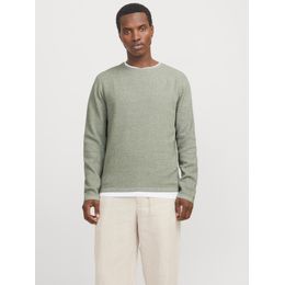 Jack & Jones Rundhalspullover JACK & JONES "JJEGEORGE KNIT CREW NECK NOOS", Herren, Gr. S, grün (iceberg grün detail:with cloud dancer), Strick, Obermaterial: 85% Baumwolle, 15% Polyester, unifarben, relaxed fit taillenbedeckt, Rundhals, Bündchen, Pullover, mit Strick Optik