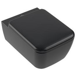 Villeroy & Boch Villeroy und Boch Skyla WC-Set Combi-Pack 4682CLR7 370x530x310mm, wandhängend, mit TwistFlush, Pure Black CeramicPlus