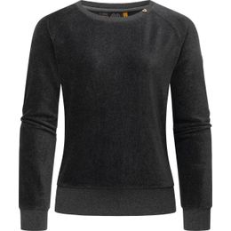 Sweater Ragwear "Johanka Velvet", Damen, Gr. XXXL(46), grau (dunkelgrau), Obermaterial: 62% Baumwolle, 35% Polyester, 3% Elasthan, figurumspielend hüftbedeckend, Rundhals, eng Rippbündchen, Sweatshirts, Stylischer Damen Pullover in Cord-Optik