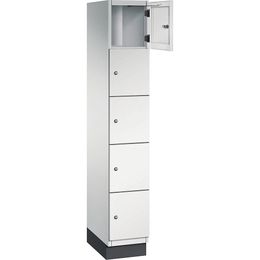 C+P 5er-Schlie&szlig;fachschrank Cambio, 1 Abteil, lichtgrau, Stahlblech-T&uuml;r, B 300 mm, 5 F&auml;cher