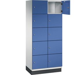 C+P 5er-Schlie&szlig;fachschrank Cambio, 2 Abteile, lichtgrau / enzianblau, Stahlblech-T&uuml;r, B 800 mm, 10 F&auml;cher