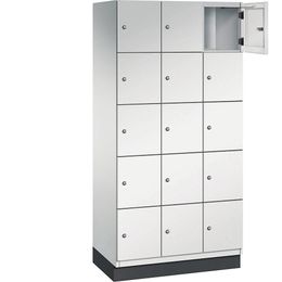 C+P 5er-Schlie&szlig;fachschrank Cambio, 3 Abteile, lichtgrau, Stahlblech-T&uuml;r, B 900 mm, 15 F&auml;cher
