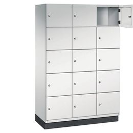 C+P 5er-Schlie&szlig;fachschrank Cambio, 3 Abteile, lichtgrau, Stahlblech-T&uuml;r, B 1200 mm, 15 F&auml;cher