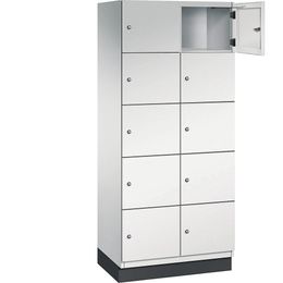 C+P 5er-Schlie&szlig;fachschrank Cambio, 2 Abteile, lichtgrau, Stahlblech-T&uuml;r, B 800 mm, 10 F&auml;cher
