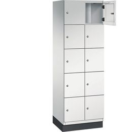 C+P 5er-Schlie&szlig;fachschrank Cambio, 2 Abteile, lichtgrau, Stahlblech-T&uuml;r, B 600 mm, 10 F&auml;cher