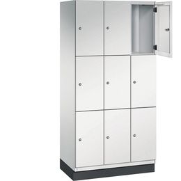 C+P 3er-Schlie&szlig;fachschrank Cambio, 3 Abteile, lichtgrau, Stahlblech-T&uuml;r, B 900 mm, 9 F&auml;cher