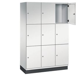 C+P 3er-Schlie&szlig;fachschrank Cambio, 3 Abteile, lichtgrau, Stahlblech-T&uuml;r, B 1200 mm, 9 F&auml;cher